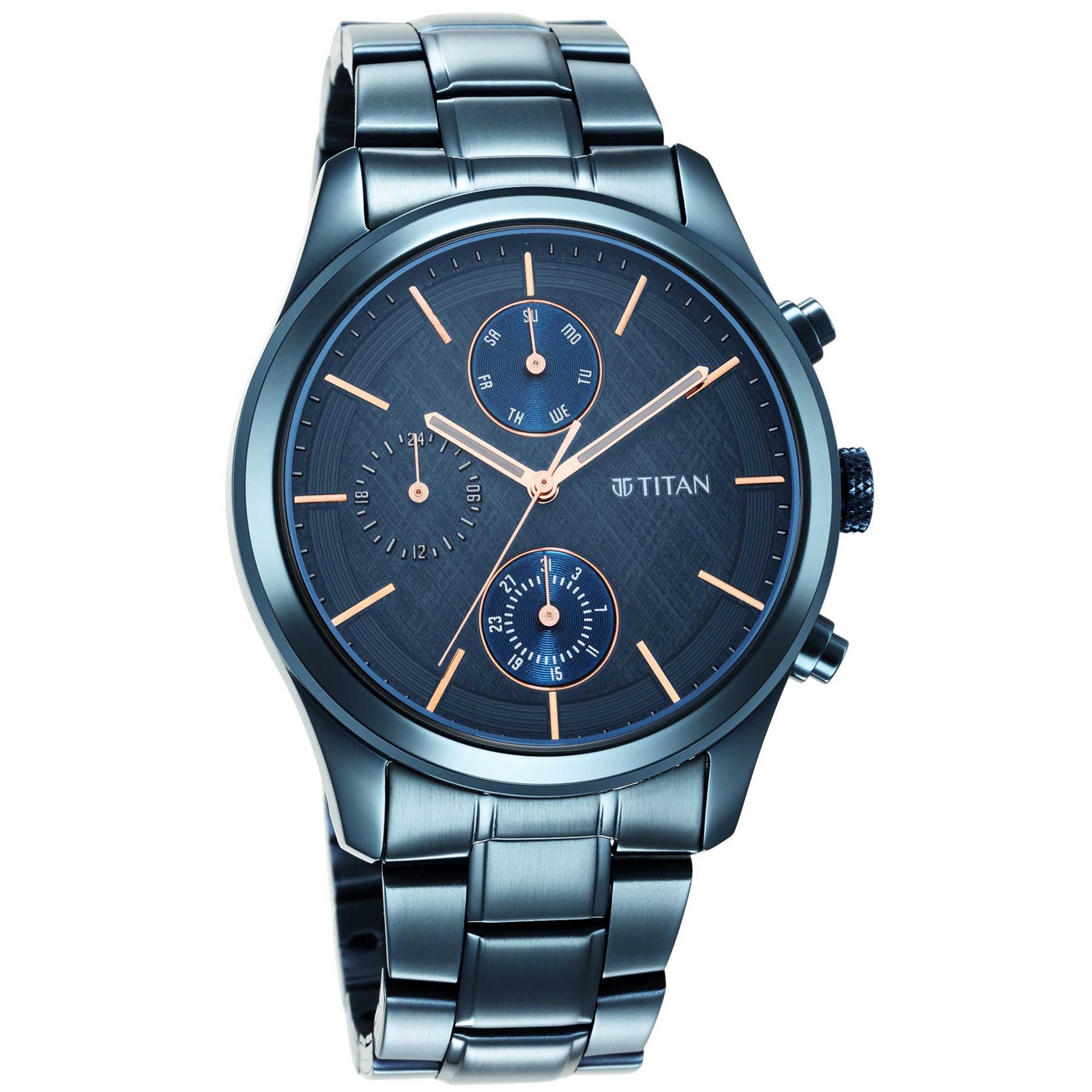 Titan Neo Splash Blue Dial Analog Quartz Stainless Steel Strap watch f ...